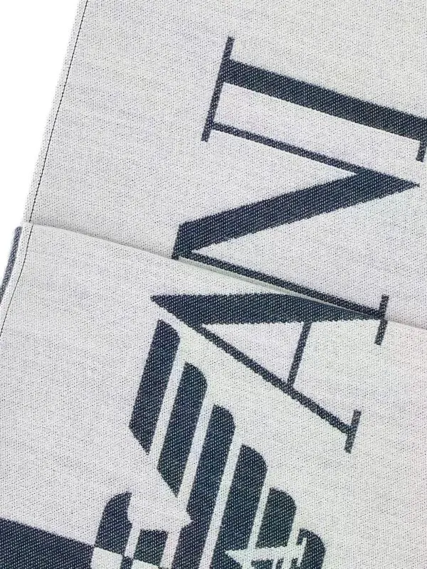 Emporio Armani Logo-embellished Fringed Scarf - White