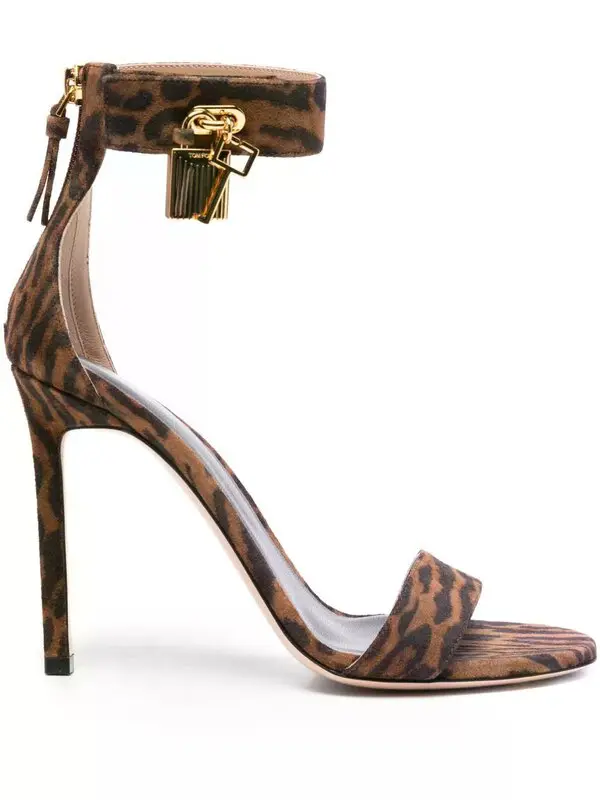 TOM FORD 105mm Padlock-detail Leopard-print Sandals