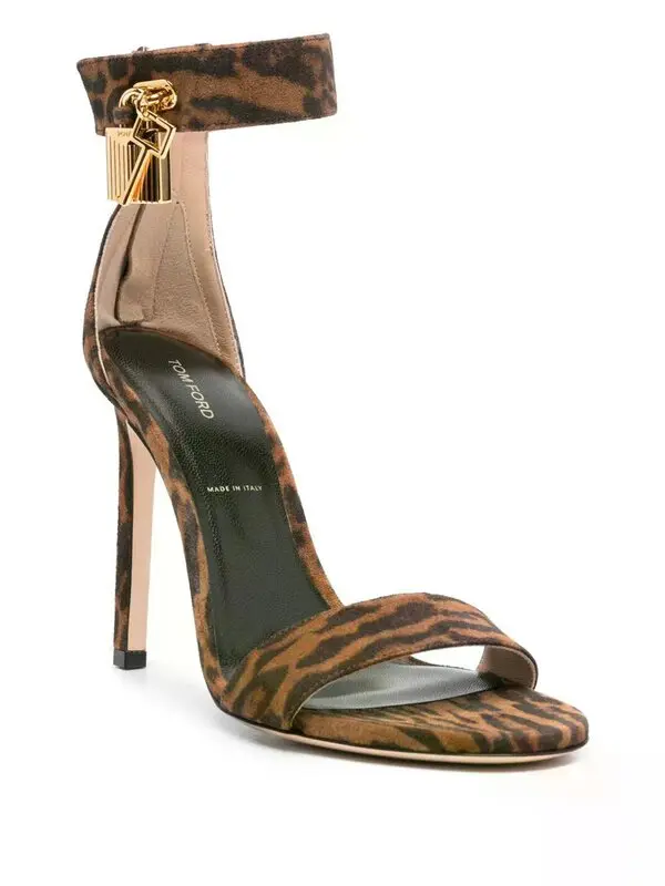 TOM FORD 105mm Padlock-detail Leopard-print Sandals