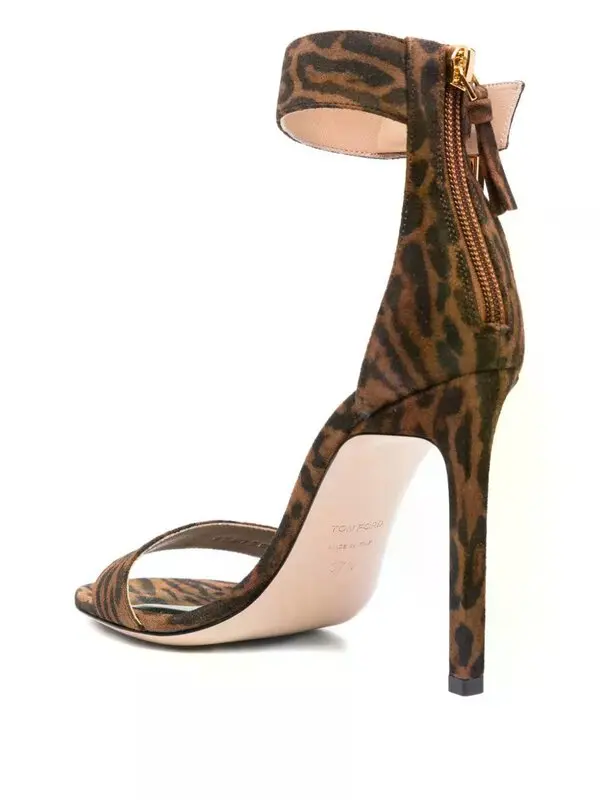 TOM FORD 105mm Padlock-detail Leopard-print Sandals