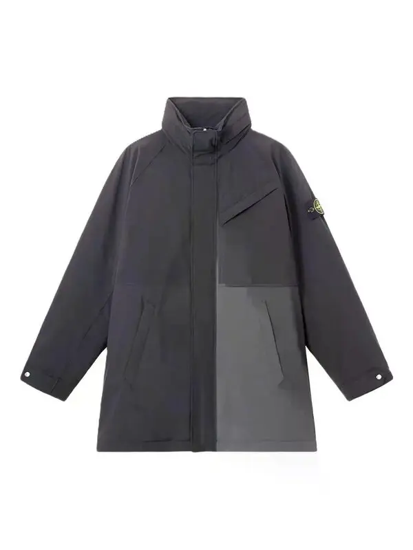 Stone Island High-neck Patch-pocket Coat - Blue