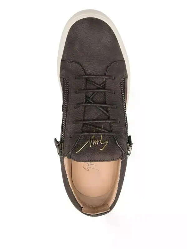 GIUSEPPE ZANOTTI Frankie Zip-detail Leather Sneakers - Brown