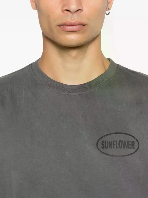 SUNFLOWER Oval-logo Cotton T-shirt