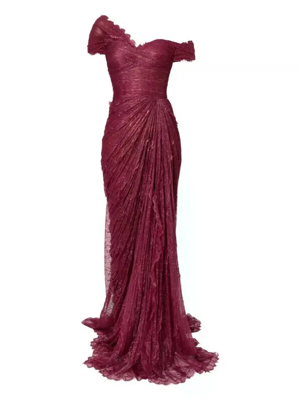 IRIS SERBAN Eleria Draped Lace Gown