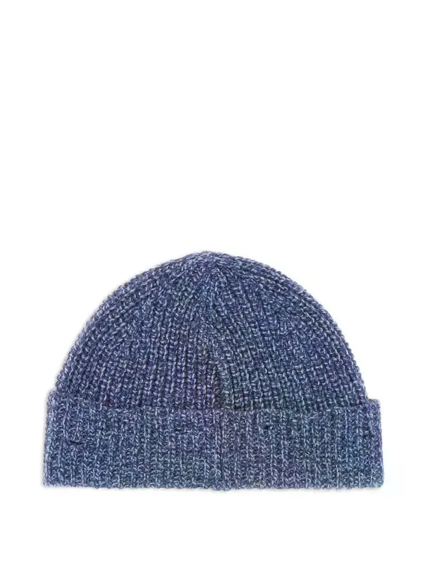 Marni Embroidered-logo Knit Beanie - Blue
