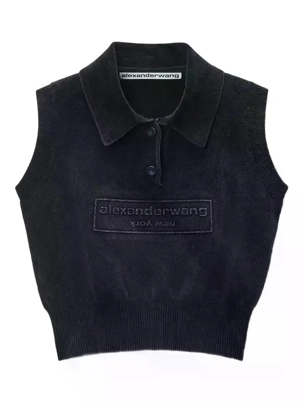 Alexander Wang Logo-embossed Sleeveless Polo Top