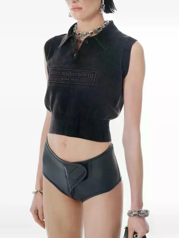 Alexander Wang Logo-embossed Sleeveless Polo Top