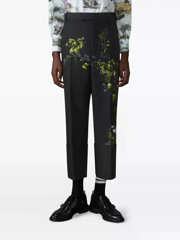Thom Browne Floral-embroidered Trousers