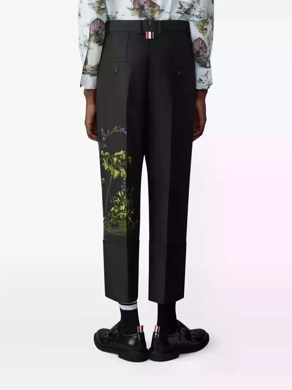 Thom Browne Floral-embroidered Trousers