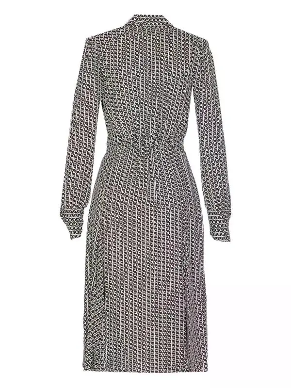 Elisabetta Franchi Geometric-print V-neck Midi Dress - Black