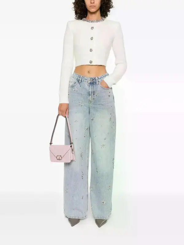 SELF-PORTRAIT Embellished Knit Cardigan - Neutrals