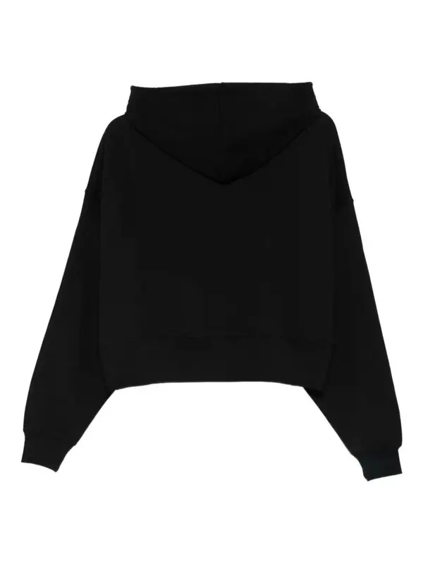 MSGM Logo Detailed Hooded Top - Black