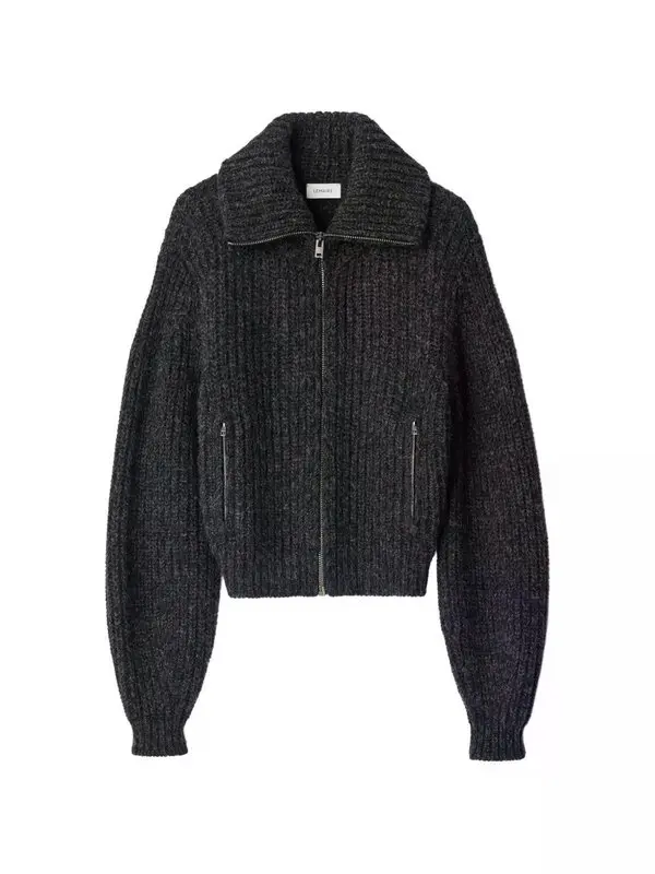 LEMAIRE Ribbed Zip-up Cardigan - Brown