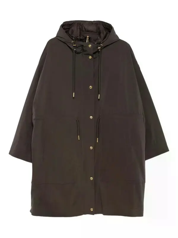 Moncler Drawstring-waist Hooded Coat - Brown
