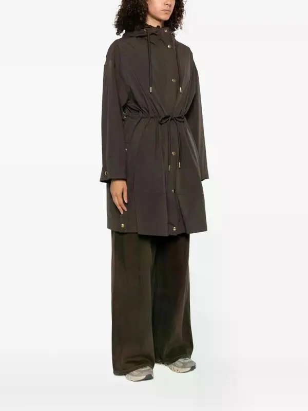 Moncler Drawstring-waist Hooded Coat - Brown