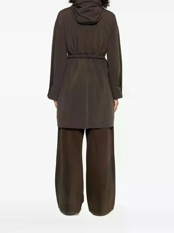 Moncler Drawstring-waist Hooded Coat - Brown