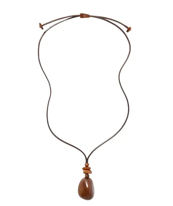 HUNTING SEASON Pendant Tagua And Leather Necklace - Brown