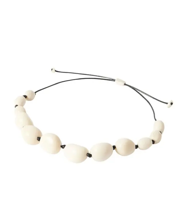 HUNTING SEASON Statement Tagua And Leather Necklace - Ivory