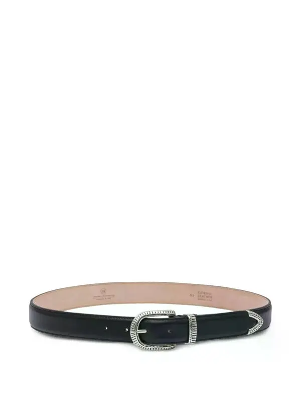 ADRIANO MENEGHETTI Leather Belt With Silver-tone Buckle - Black