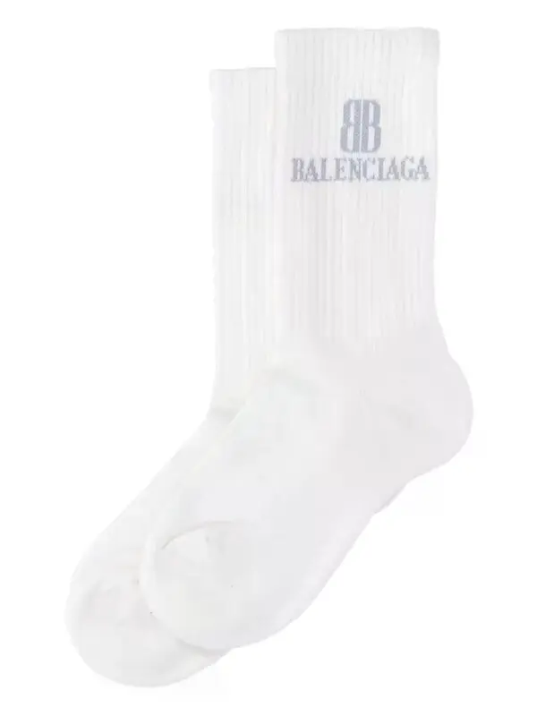 Balenciaga Logo-embroidered Ribbed Socks