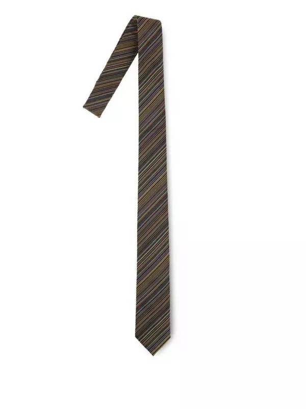 Paul Smith Striped Silk Necktie - Black