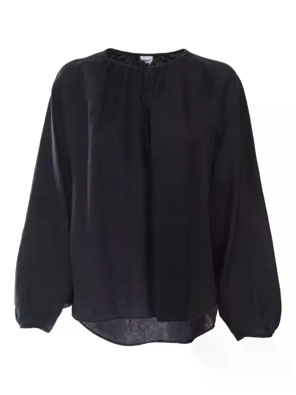 Aspesi Balloon-sleeve Tie-neck Top - Blue