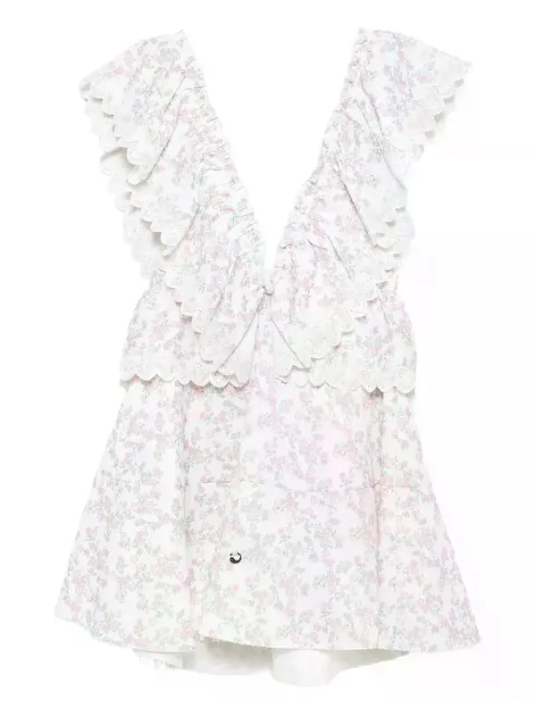 Coperni Floral-print Ruffled Dress - White