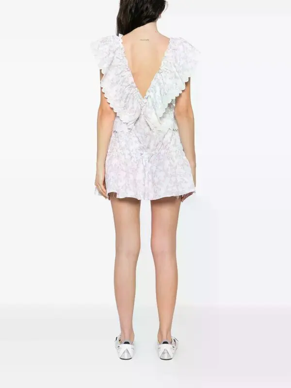 Coperni Floral-print Ruffled Dress - White