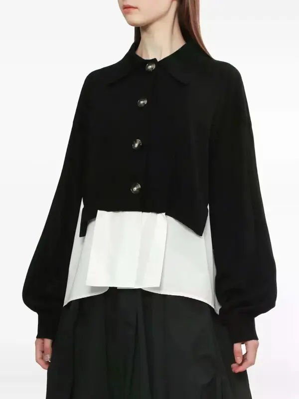 Enfold Button-Down Layered Cardigan - Black | Editorialist