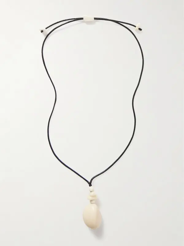 HUNTING SEASON Pendant Tagua And Leather Necklace - Neutrals