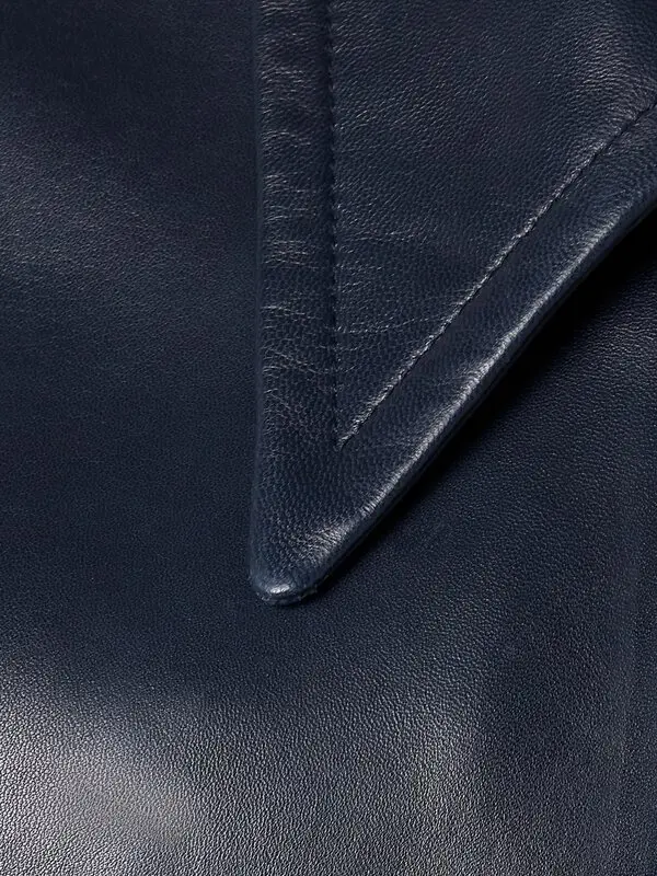 Khaite Owey Oversized Leather Bomber Jacket - Blue