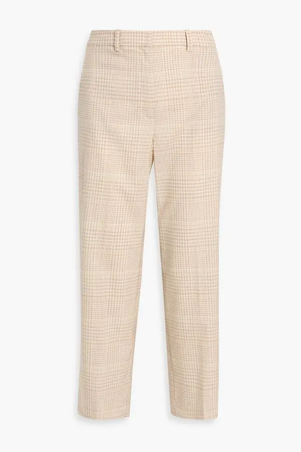 Theory Roswell Checked Wool-tweed Straight-leg Pants