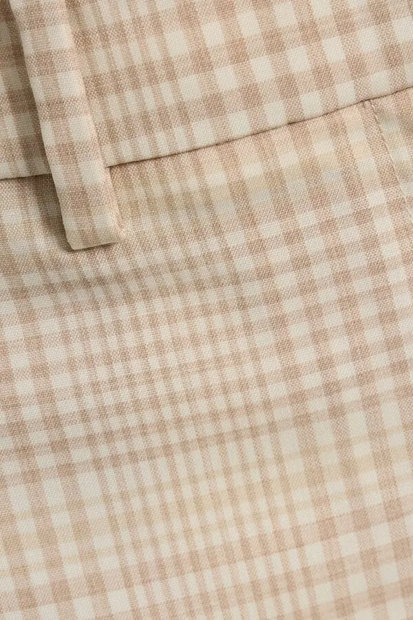 Theory Roswell Checked Wool-tweed Straight-leg Pants - Beige