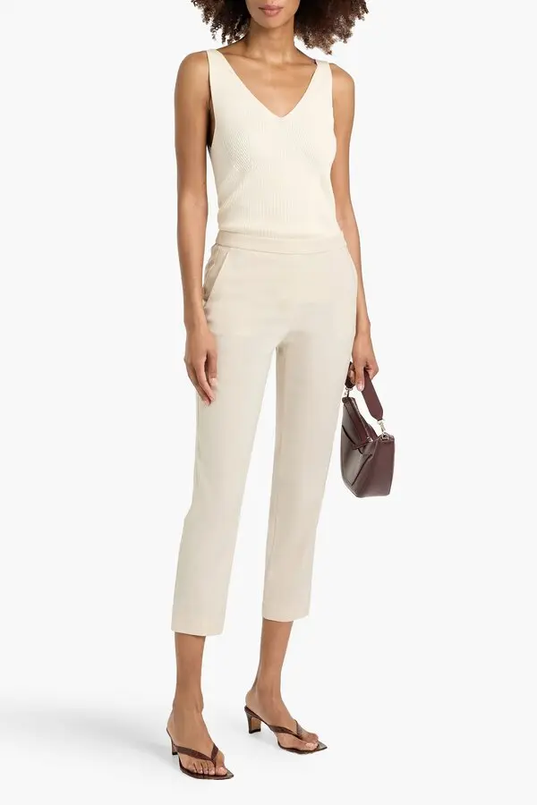 Theory Treeca Cropped Slim-leg Linen-blend Pants - Ecru