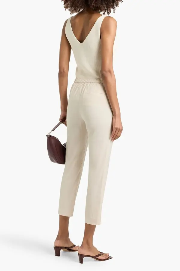 Theory Treeca Cropped Slim-leg Linen-blend Pants - Ecru