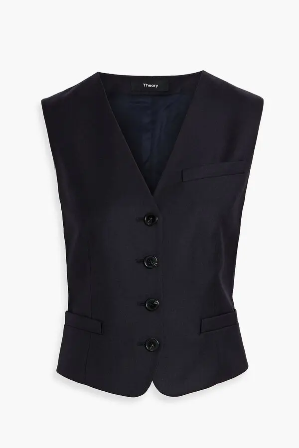 Theory Wool-twill Vest - Navy
