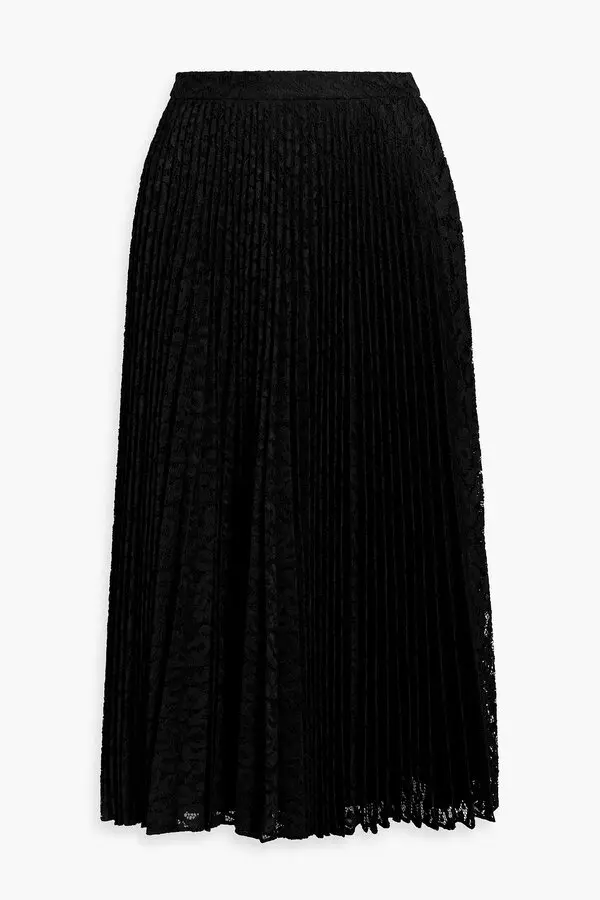 Theory Pleated Lace Midi Skirt