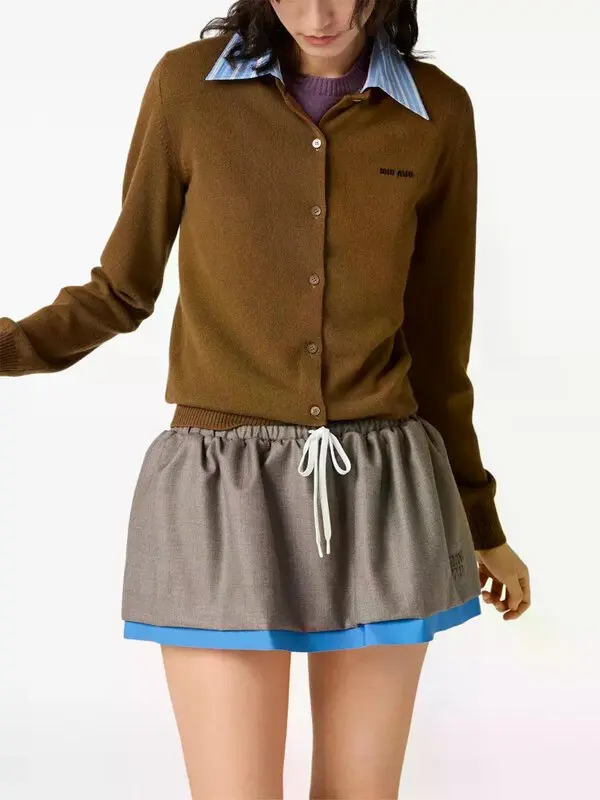 Miu Miu Cashmere Cardigan With Detachable Collar - Brown