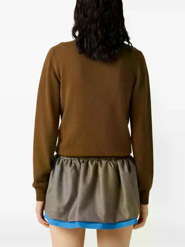 Miu Miu Cashmere Cardigan With Detachable Collar - Brown