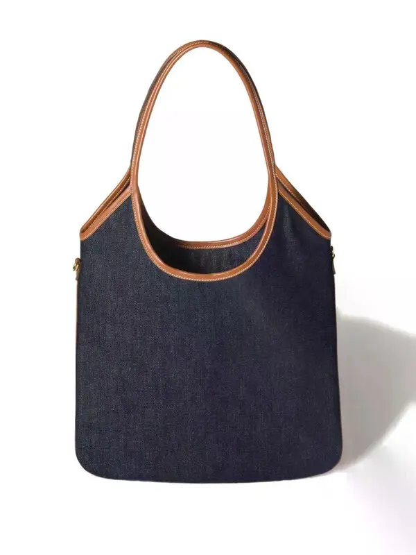 Miu Miu Ivy Denim Shoulder Bag With Leather Trim