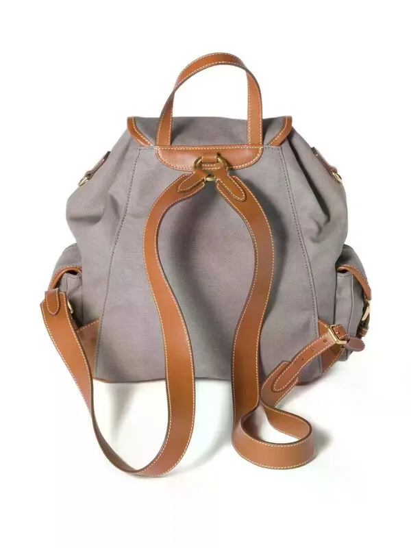 Miu Miu Leather-trimmed Flap Backpack - Grey