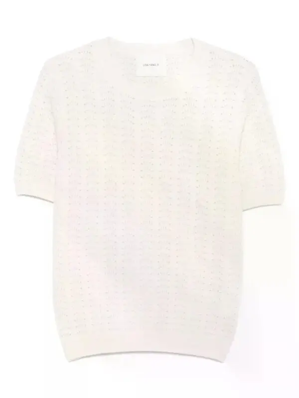 LISA YANG Pointelle-knit Short-sleeved Top