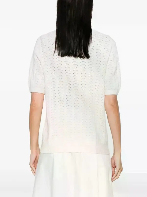 LISA YANG Pointelle-knit Short-sleeved Top