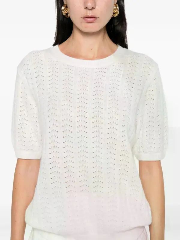 LISA YANG Pointelle-knit Short-sleeved Top