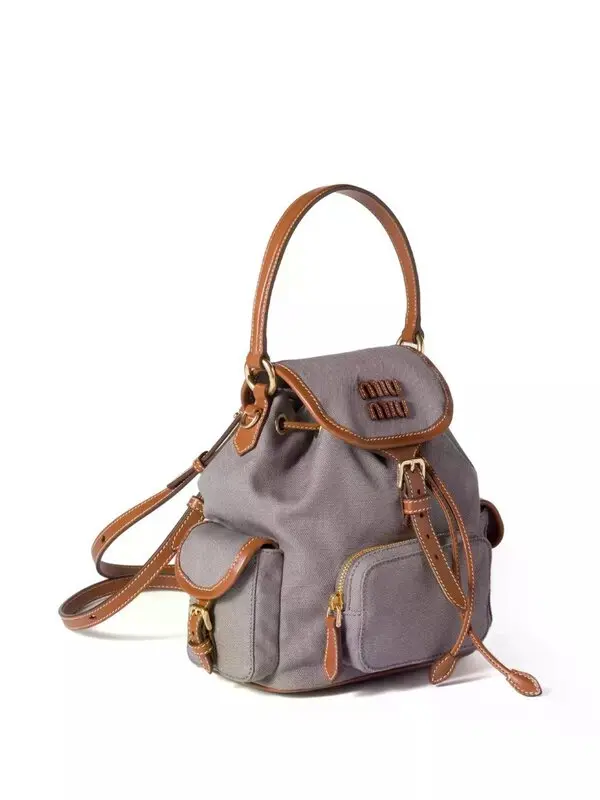 Miu Miu Leather-trimmed Canvas Backpack - Grey