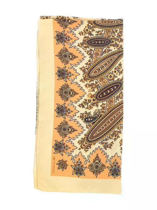 Etro Paisley Print Silk Scarf - Neutrals