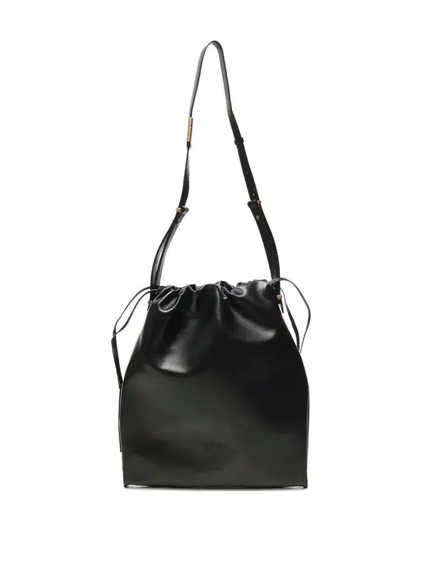 Pinko Leather Drawstring Shoulder Bag - Black