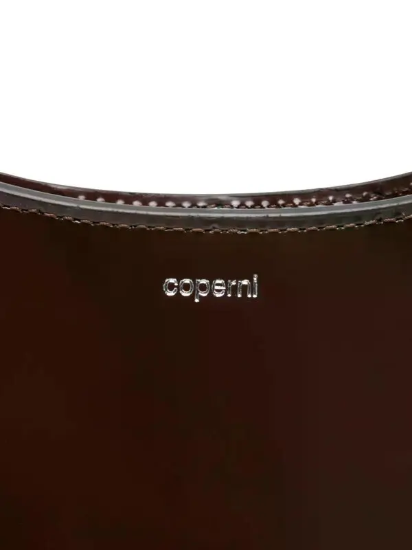 Coperni Slim Swipe Patent-leather Shoulder Bag - Brown