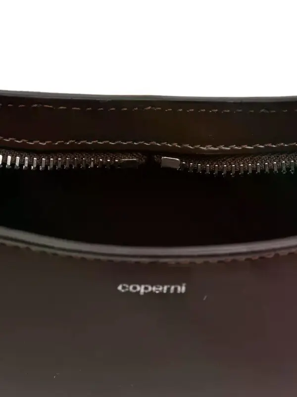 Coperni Slim Swipe Patent-leather Shoulder Bag - Brown
