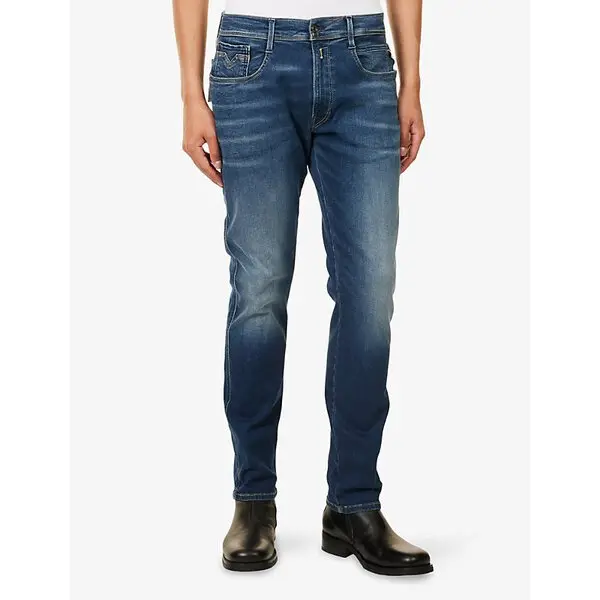 REPLAY Anbass Slim-fit Stretch Denim Jeans - Dark Blue